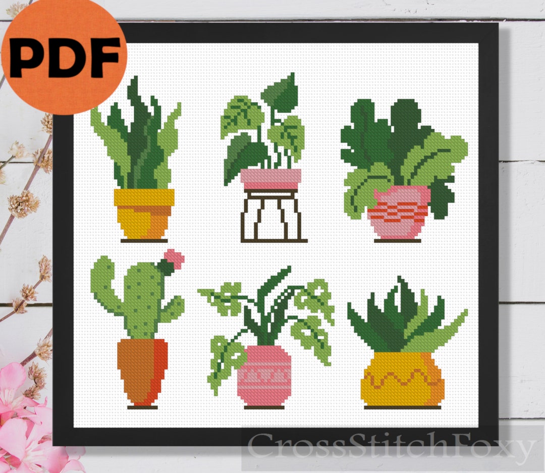 House Plants Cross Stitch Pattern PDF, Plant Cross Stitch Pattern ...