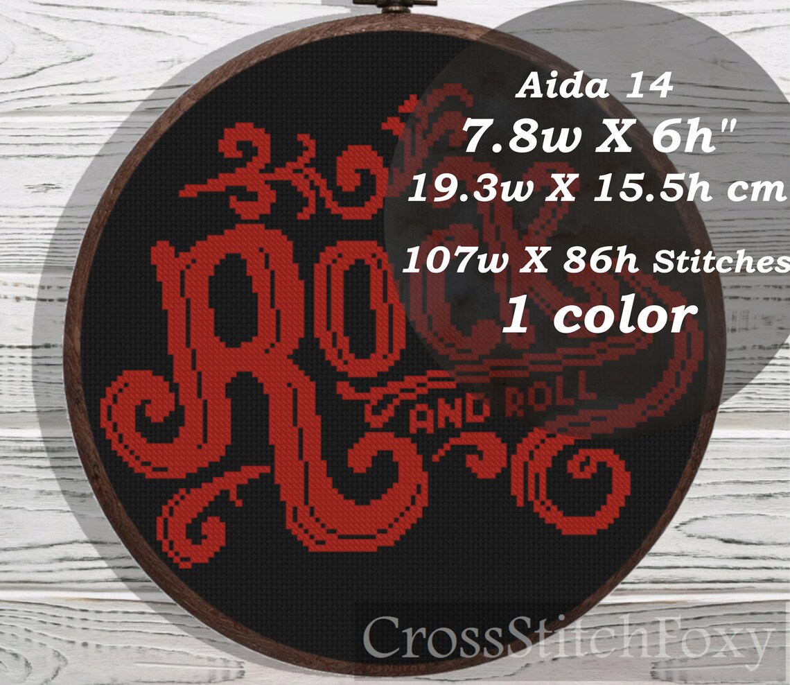 Rock N Roll Cross Stitch Pattern (PDF Download) - Etsy