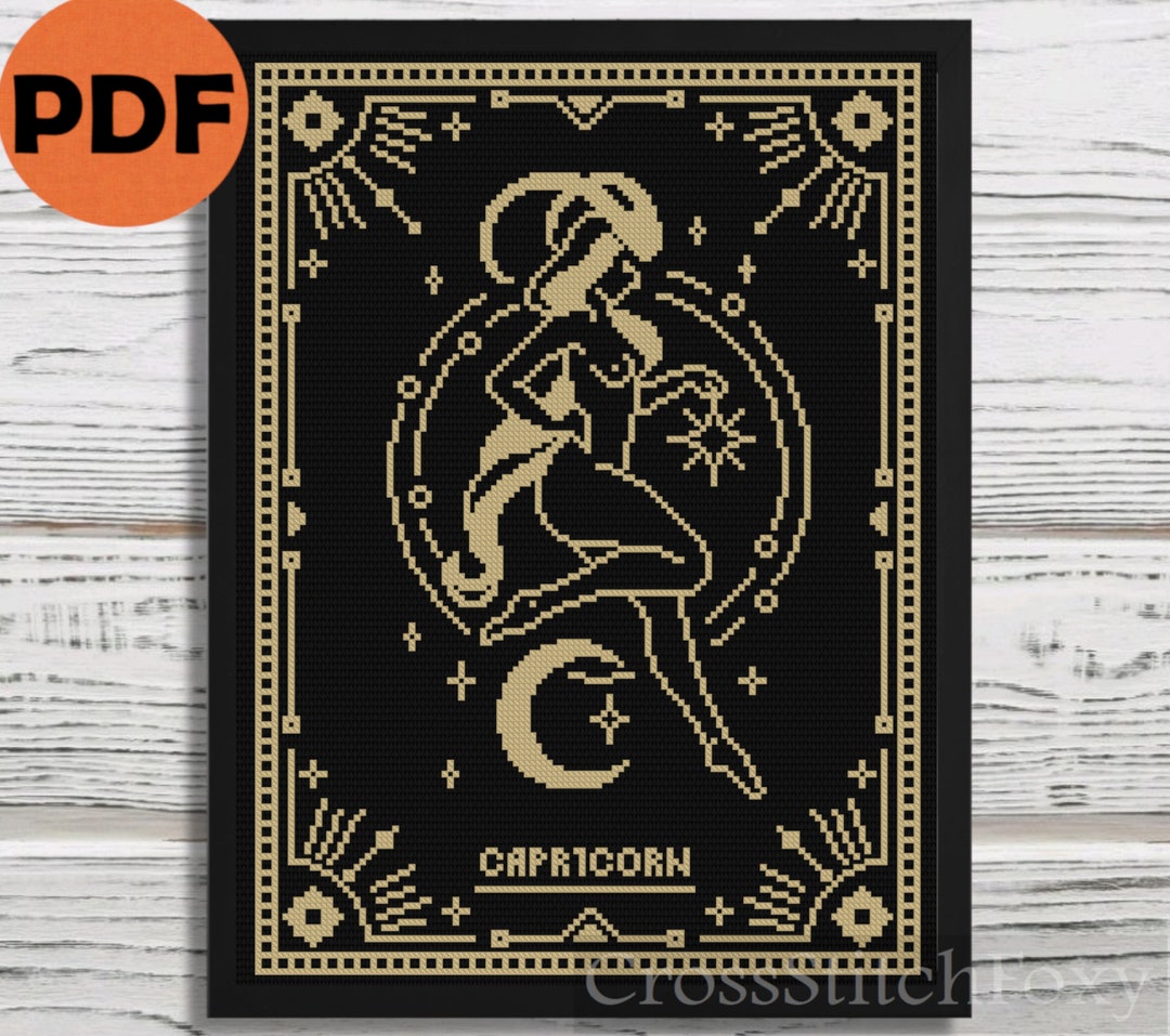 Female Capricorn Zodiac Cross Stitch Pattern: Witchy Astrology (PDF ...