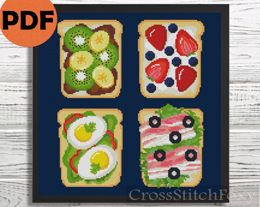 Kitchen Cross Stitch Pattern, Healthy Breakfast Cross Stitch Pattern ...