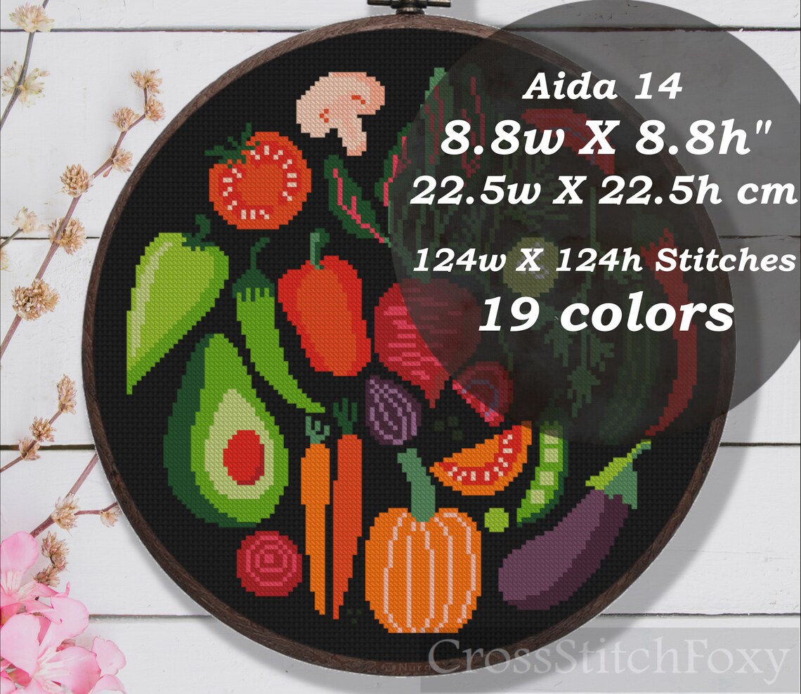 Kitchen Cross Stitch Pattern Healthy Vegan Food Cross Stitch - Etsy