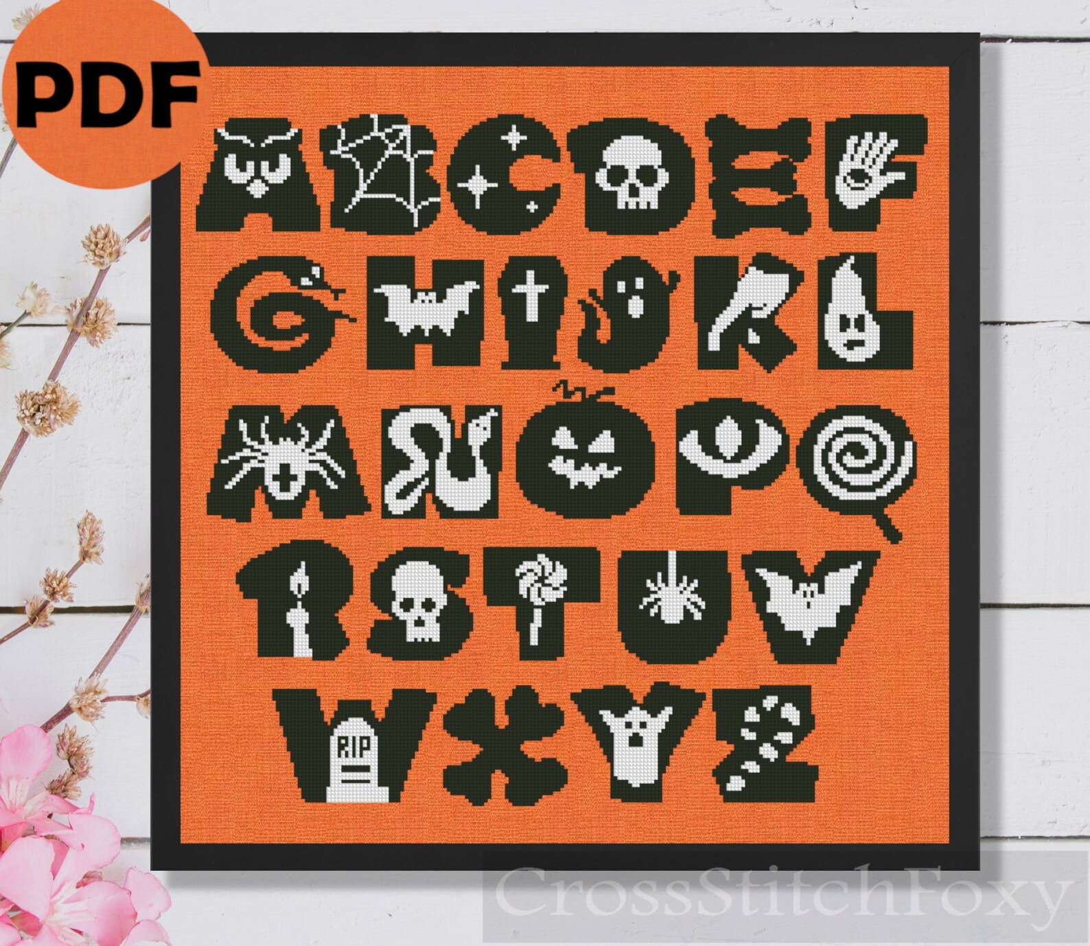 Halloween Alphabet Spooky Ghost Pumpkin Spider Cross Stitch - Etsy
