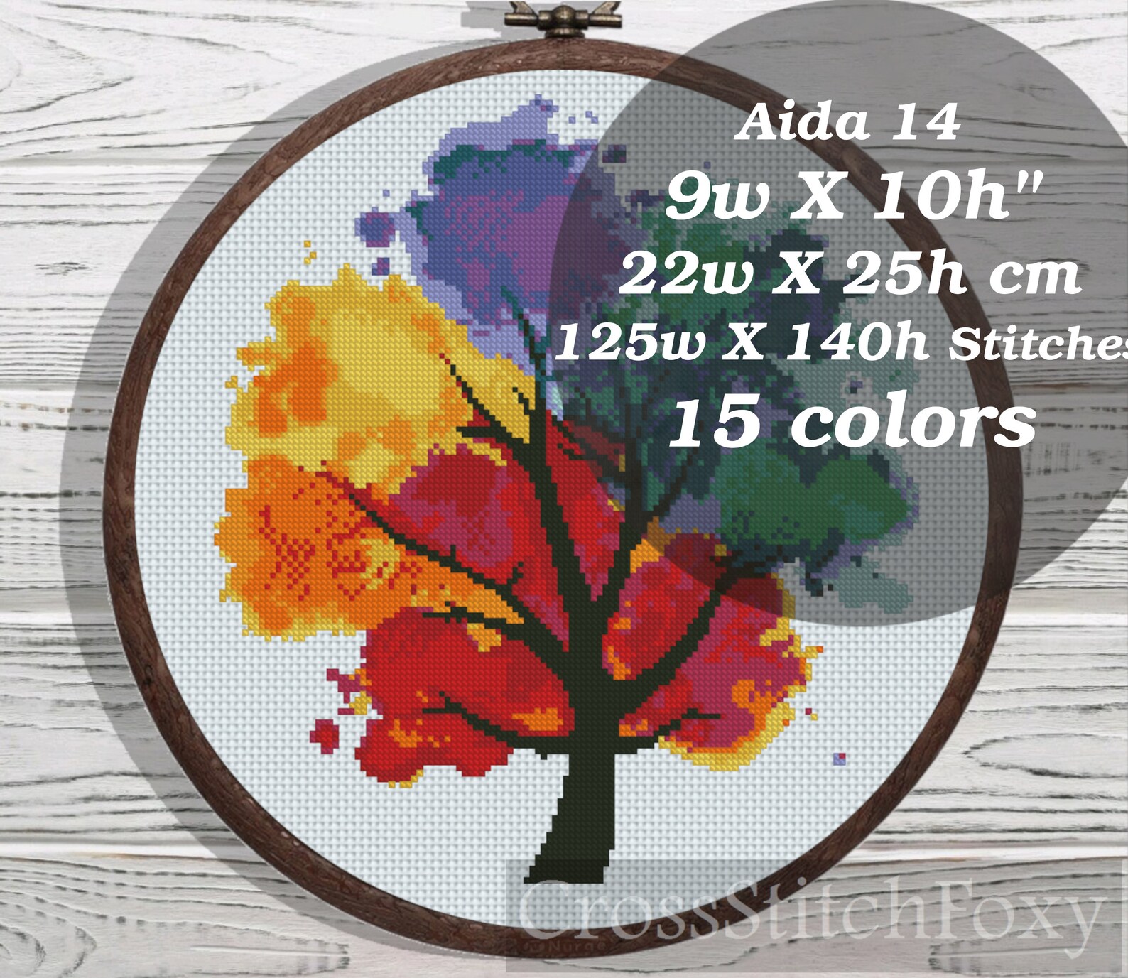 Four Seasons Tree Cross Stitch Pattern: Watercolor Plant (PDF Pattern ...