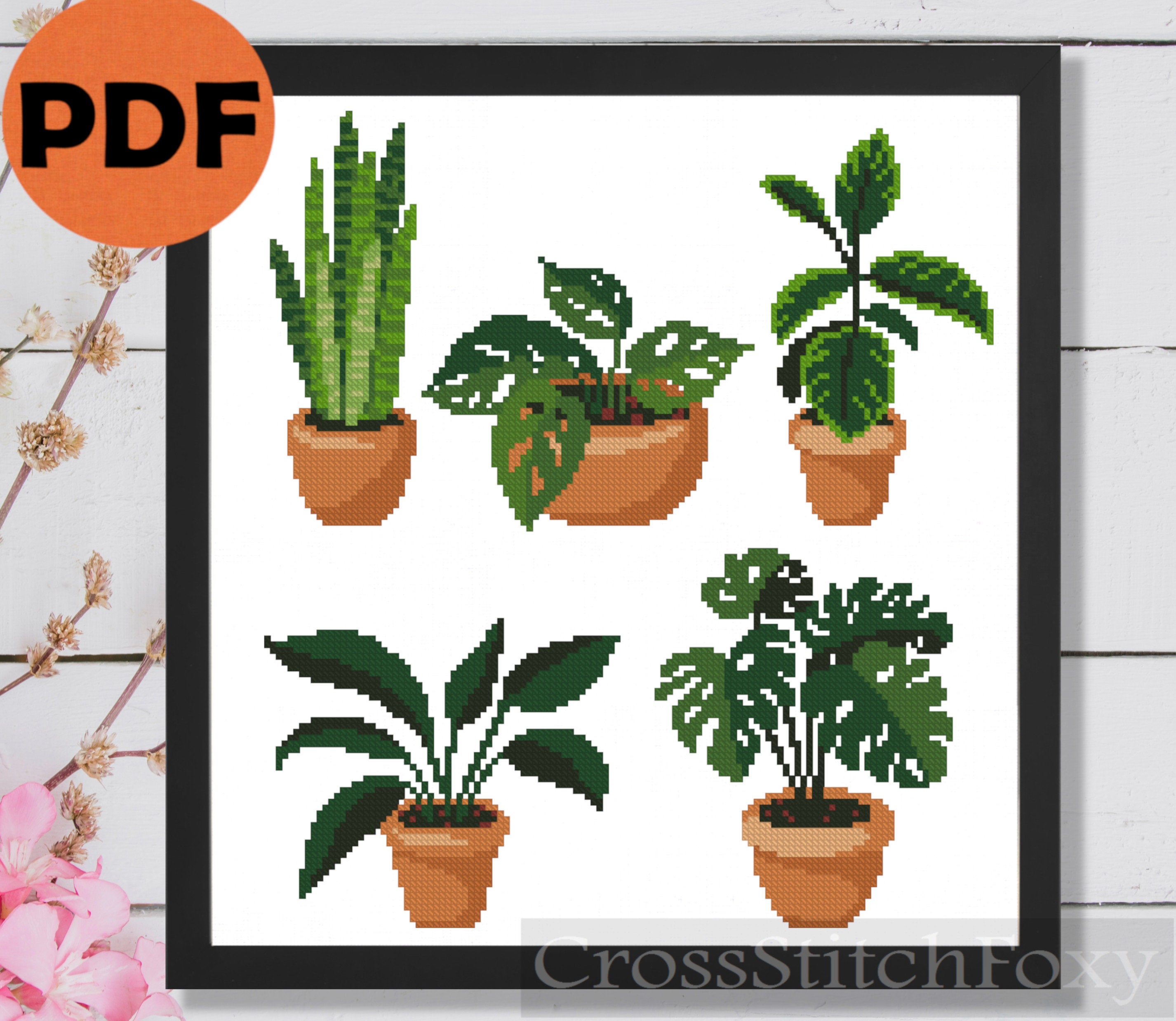 House Plants Cross Stitch Pattern PDF Plant Cross Stitch - Etsy