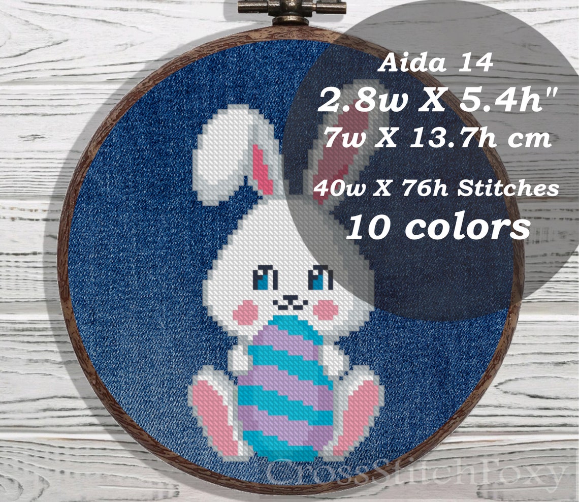 Easter Bunny Cross Stitch Pattern PDF Easy Small Easter Cross | Etsy