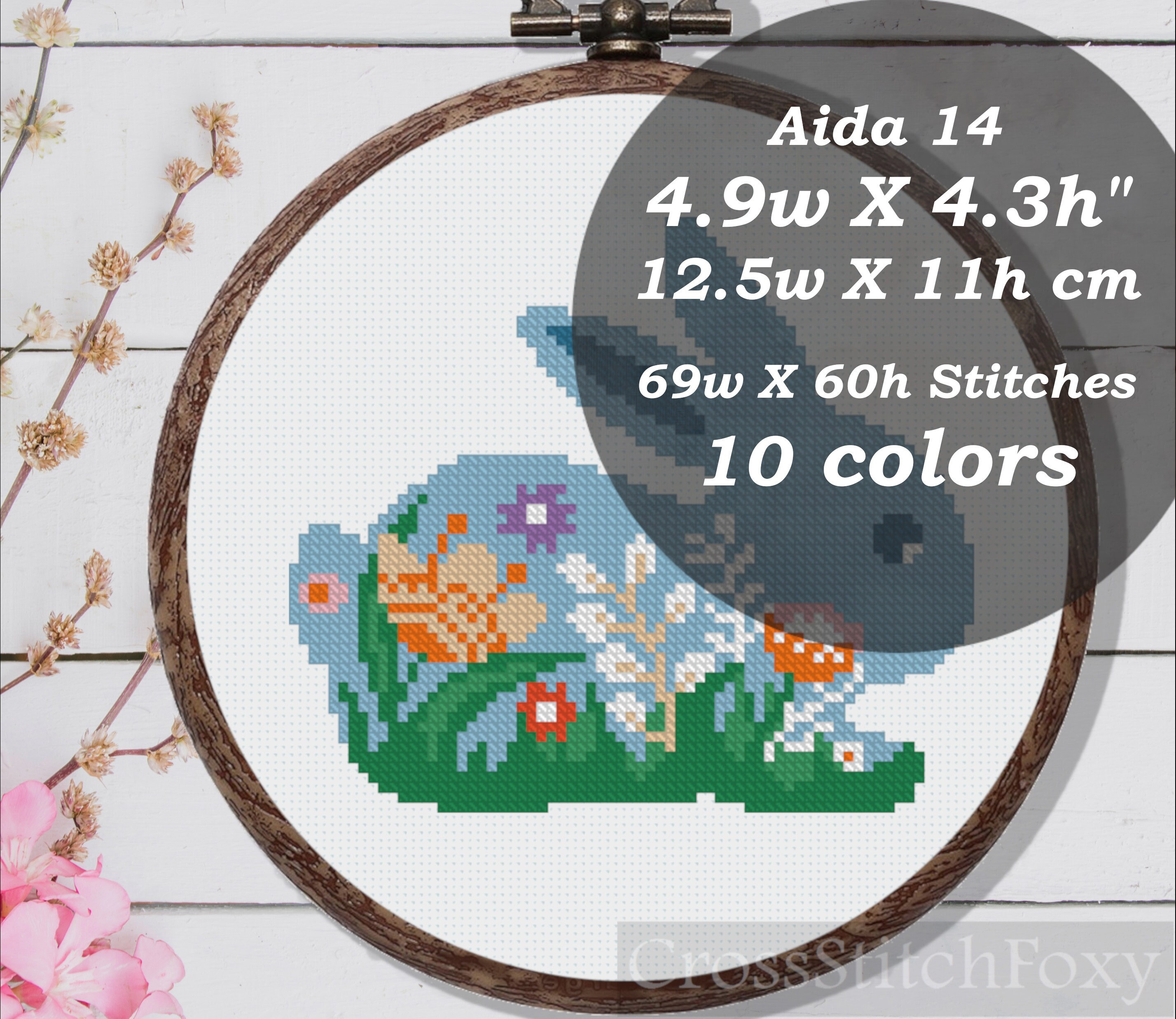 Floral Easter Bunny Cross Stitch Pattern PDF Easy Small - Etsy