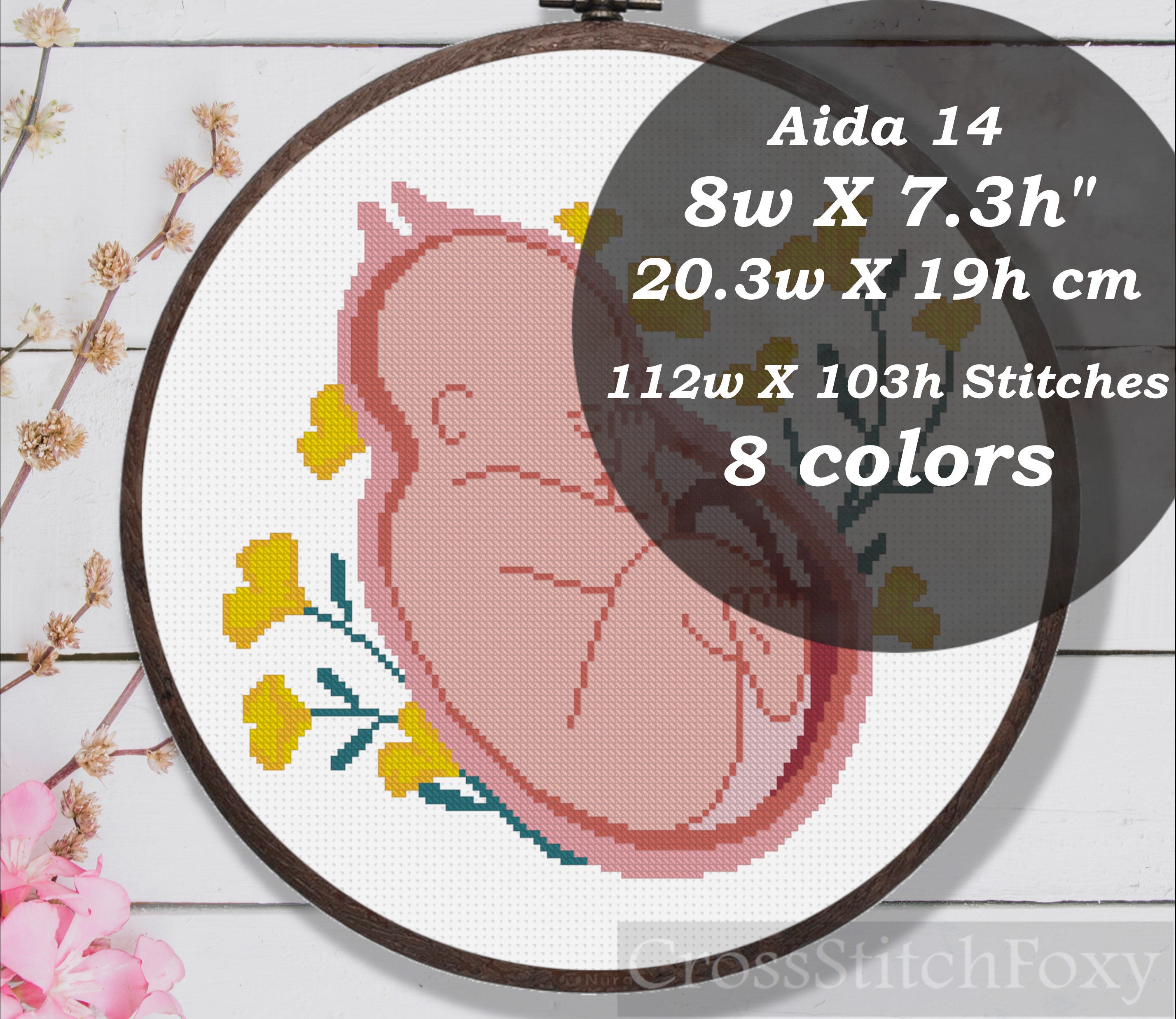 Baby Birth Cross Stitch Pattern PDF Uterus Anatomy Cross | Etsy