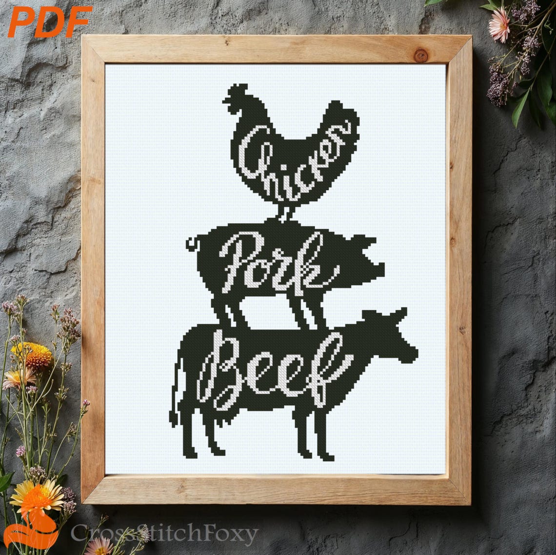 Farm Animals Cross Stitch Pattern: BBQ Home Decor (PDF Pattern) - Etsy