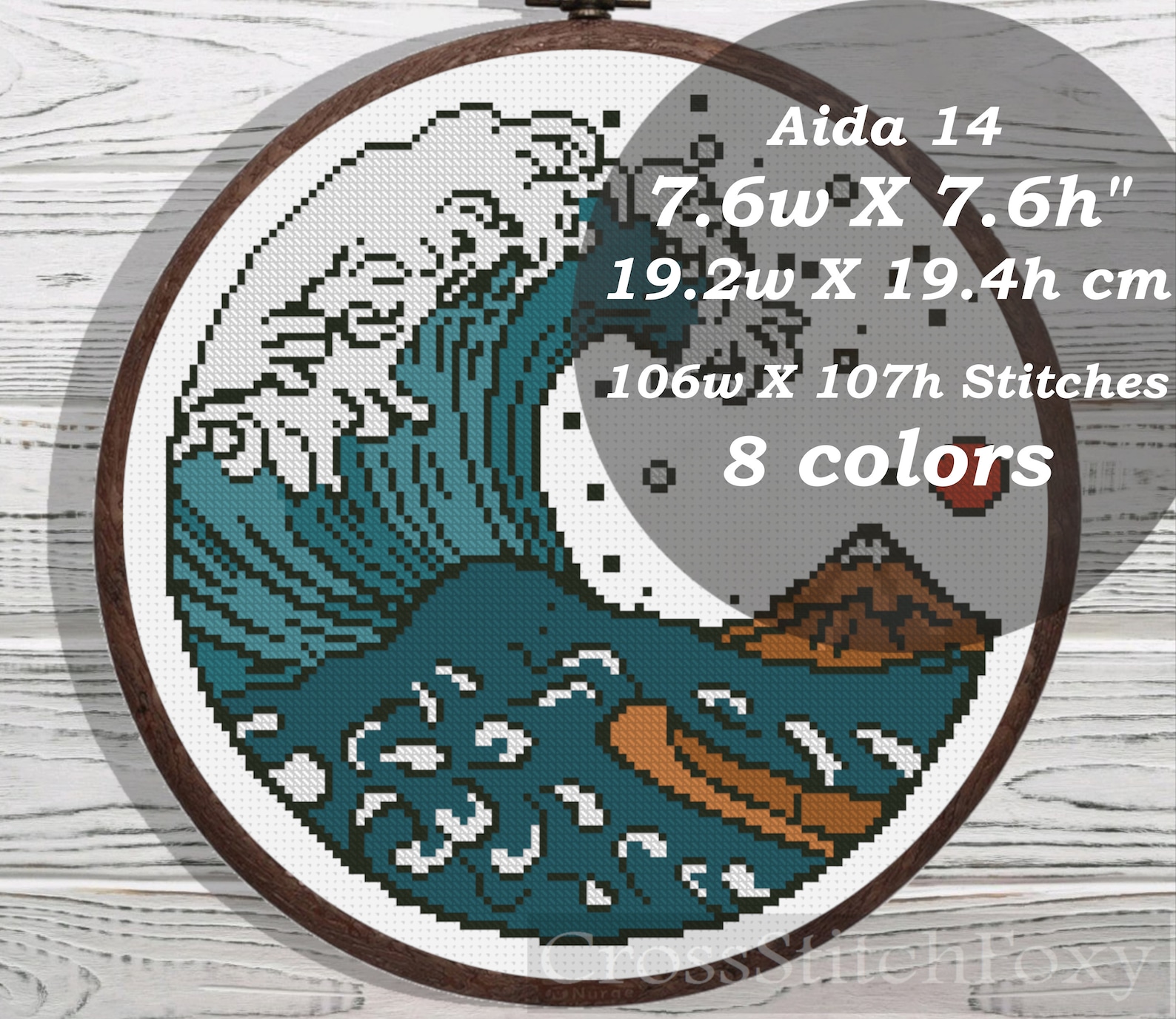 The Great Wave Cross Stitch Pattern PDF Ocean Wave Easy Small | Etsy