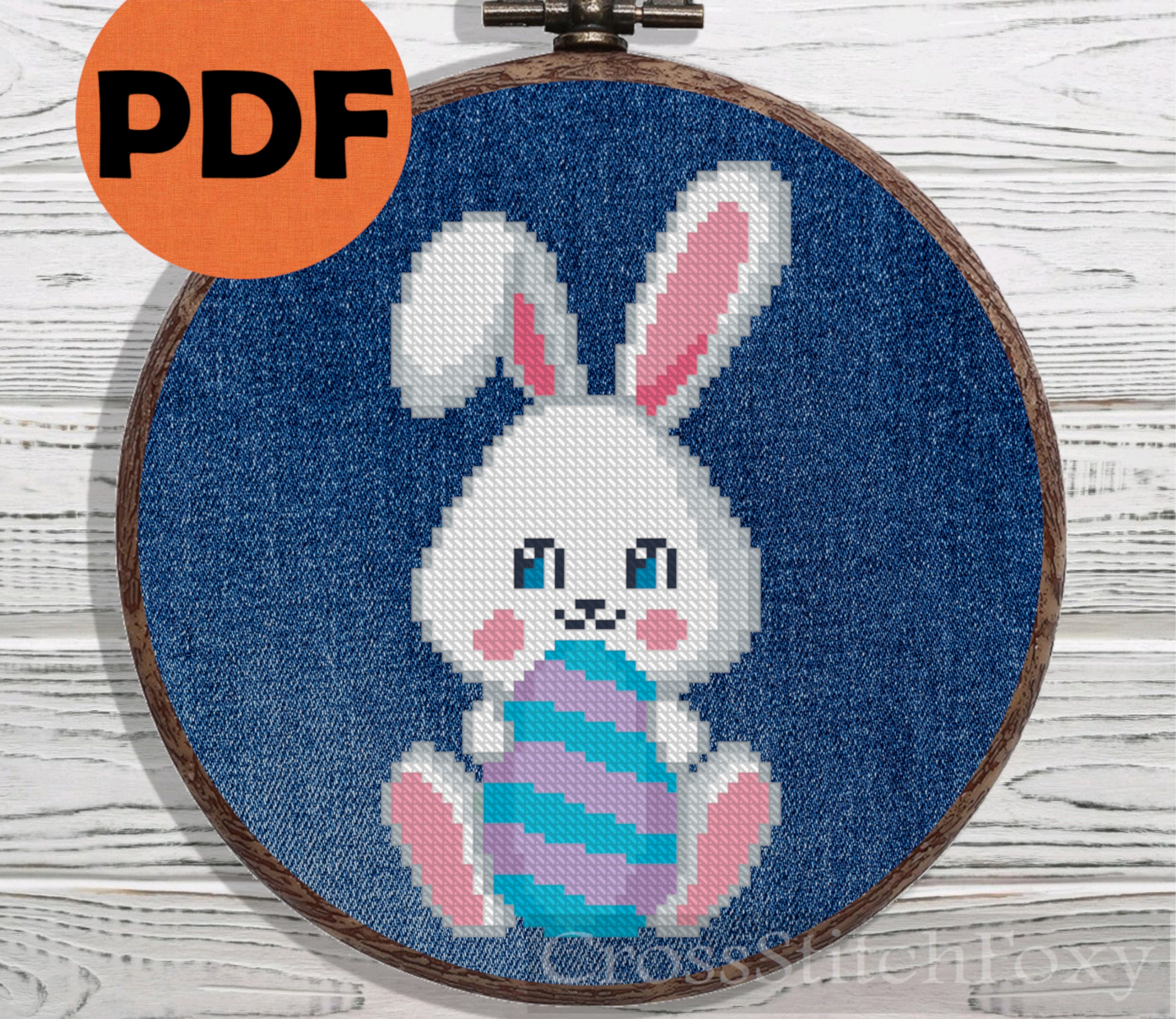 Easter Bunny Cross Stitch Pattern PDF Easy Small Easter Cross | Etsy
