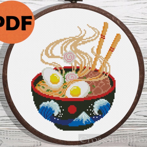 Ramen Bowl Cross Stitch Pattern PDF Japan Noodles Soup - Etsy