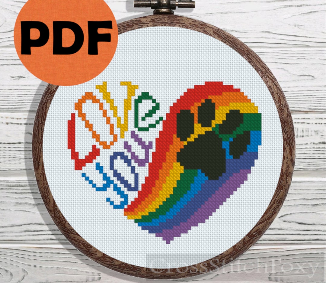 Rainbow Bridge Heart Cross Stitch Pattern PDF, Dog Memorial Counted ...