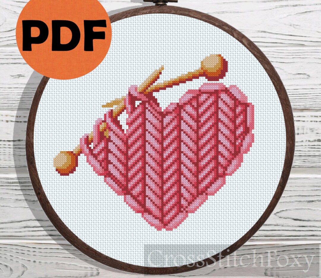 Knitted Heart Cross Stitch Pattern PDF, Love Cross Stitch, Wedding ...