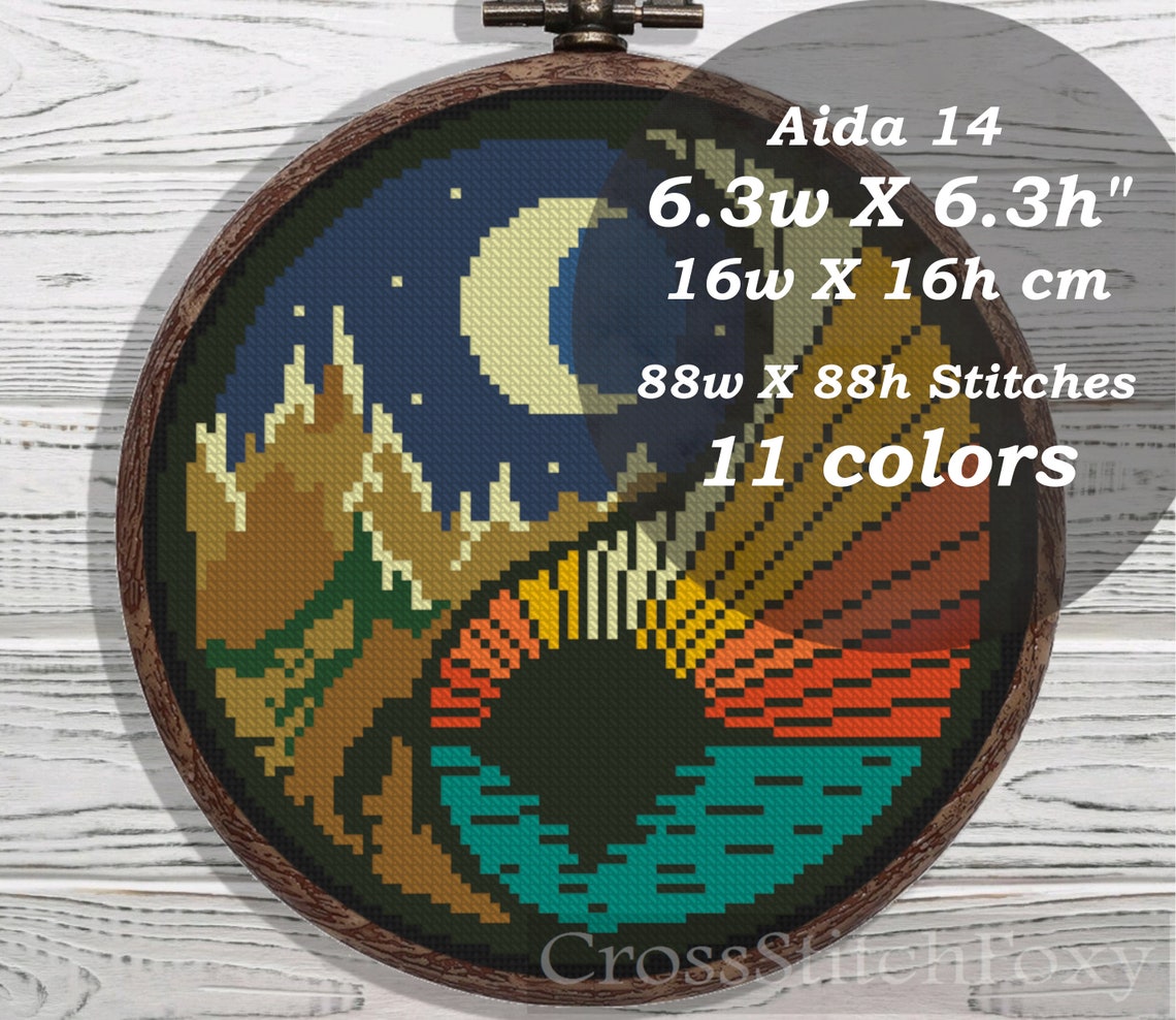 Ying Yang Landscape Cross Stitch Pattern: Modern Art (PDF Download) - Etsy