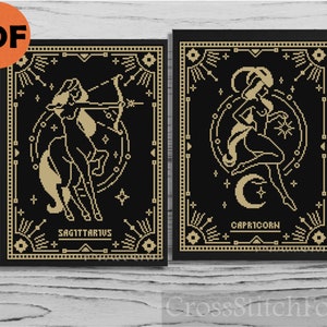 Female Zodiac 12 Cross Stitch Patterns PDF, Horoscope Sign Cross Stitch ...