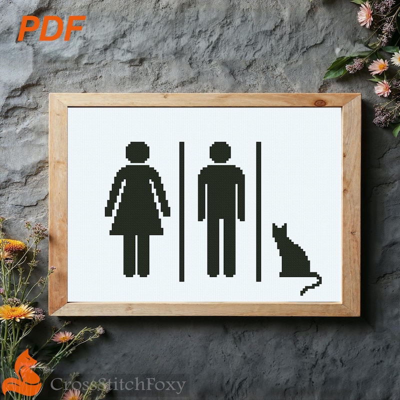 Cat Sign Cross Stitch - Etsy