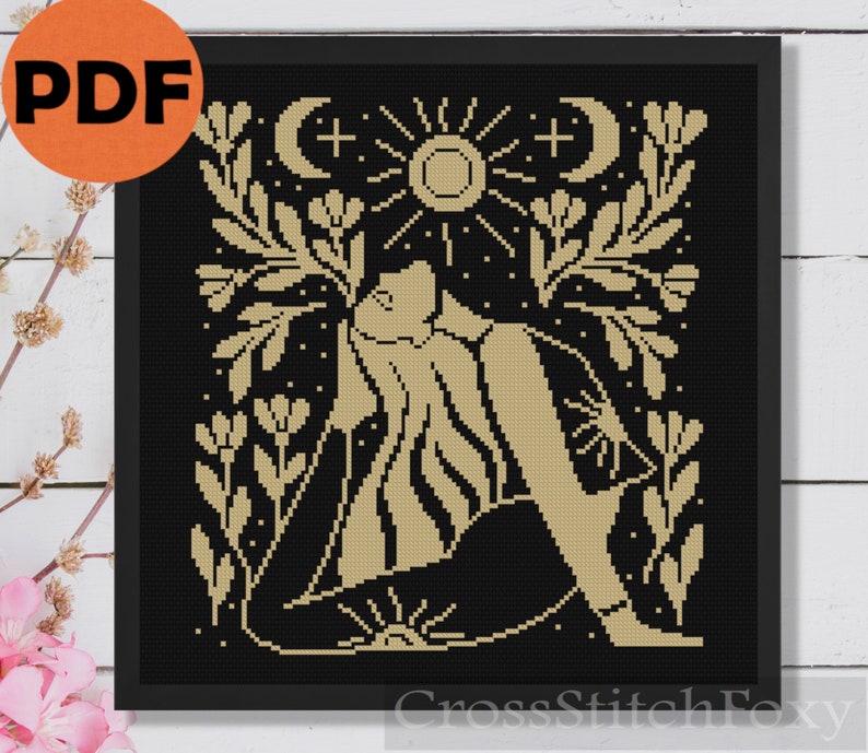 Yoga Woman Cross Stitch Pattern PDF Girl Yoga Cross Stitch - Etsy