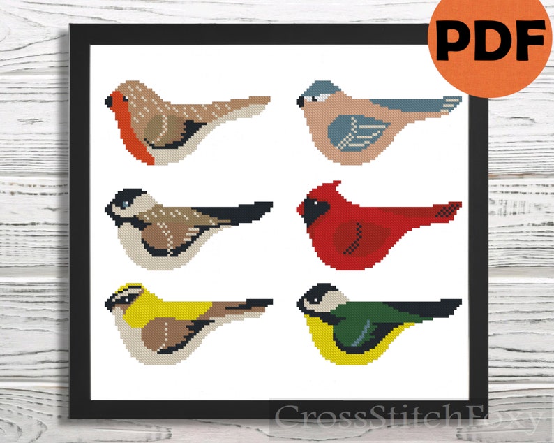 Small Birds Cross Stitch Patterns PDF Easy Cross Stitch - Etsy