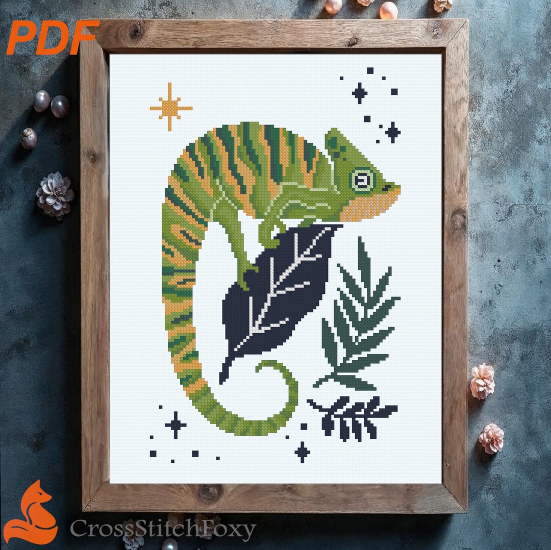Mystical Chameleon Cross Stitch Pattern: Wiccan Animal Spirit (PDF ...