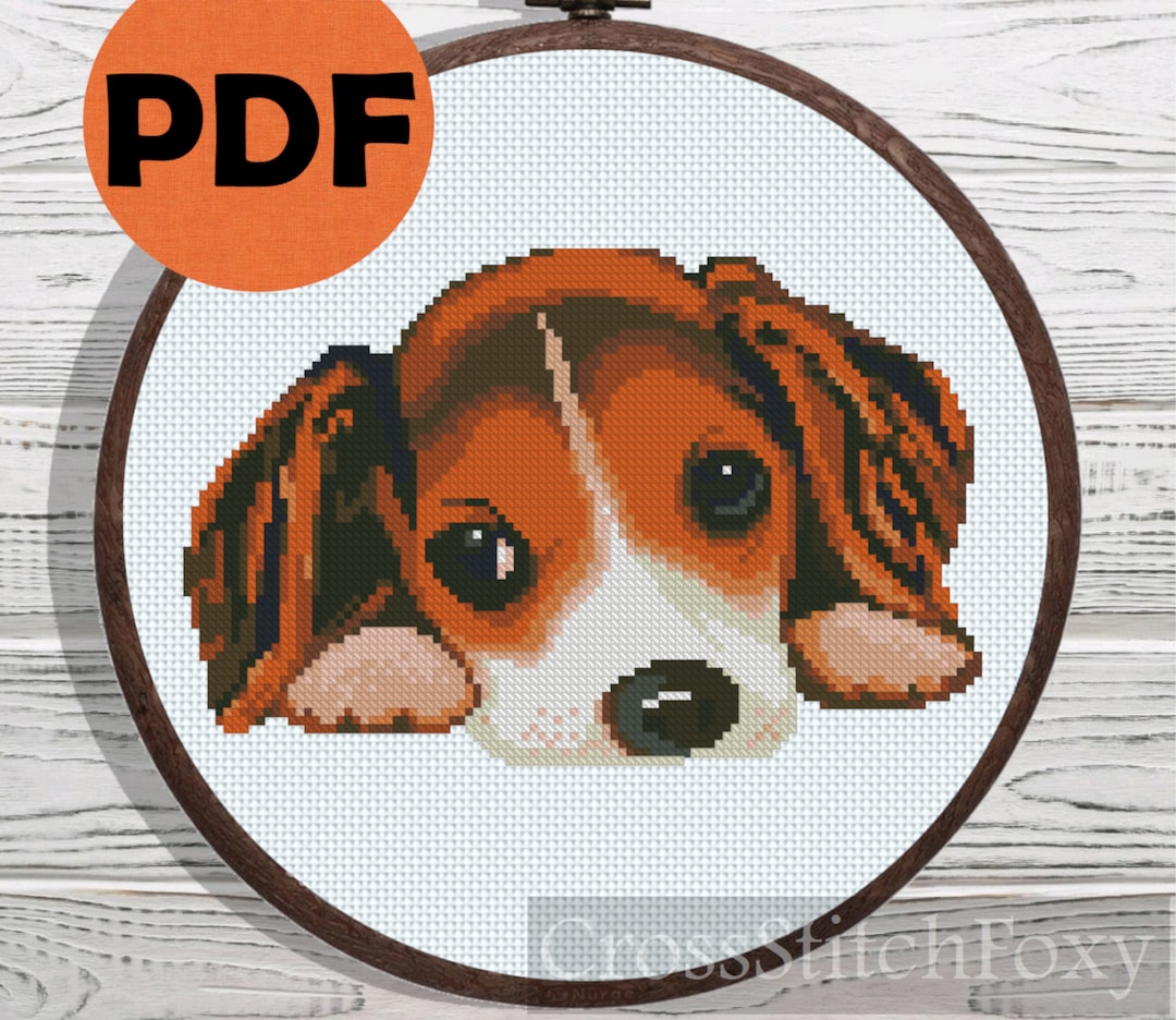 Dog Cross Stitch Pattern PDF, Cute Beagle Counted Chart, Small Pet ...