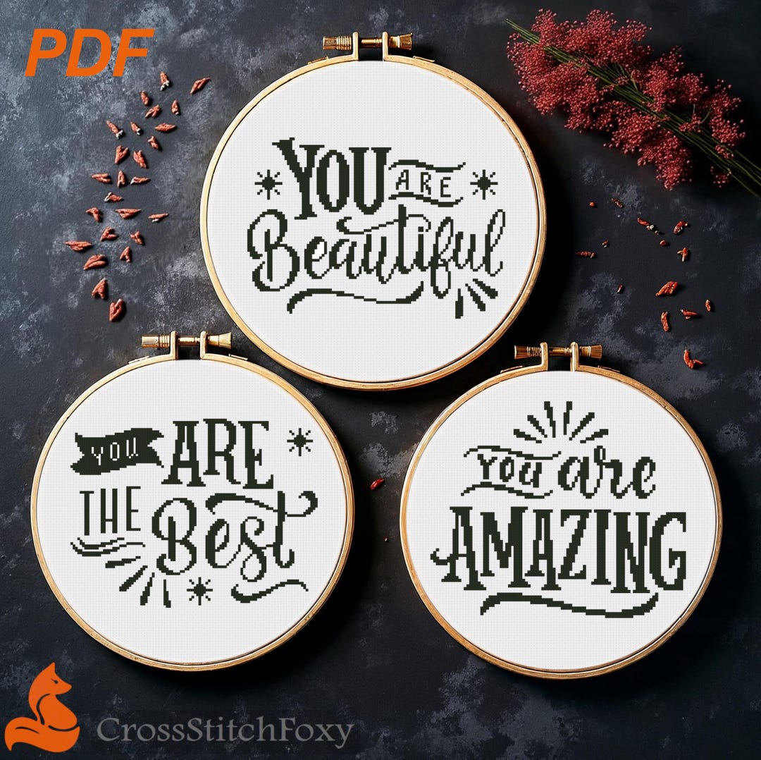 Inspirational Quotes Cross Stitch Pattern Set (PDF Download) - Etsy