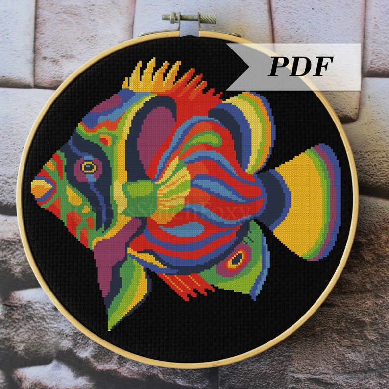 Colorful Tropical Fish Cross Stitch Pattern PDF Instant | Etsy