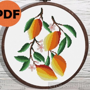 Lemon Tree Branches Cross Stitch Pattern PDF, Plant Cross Stitch ...