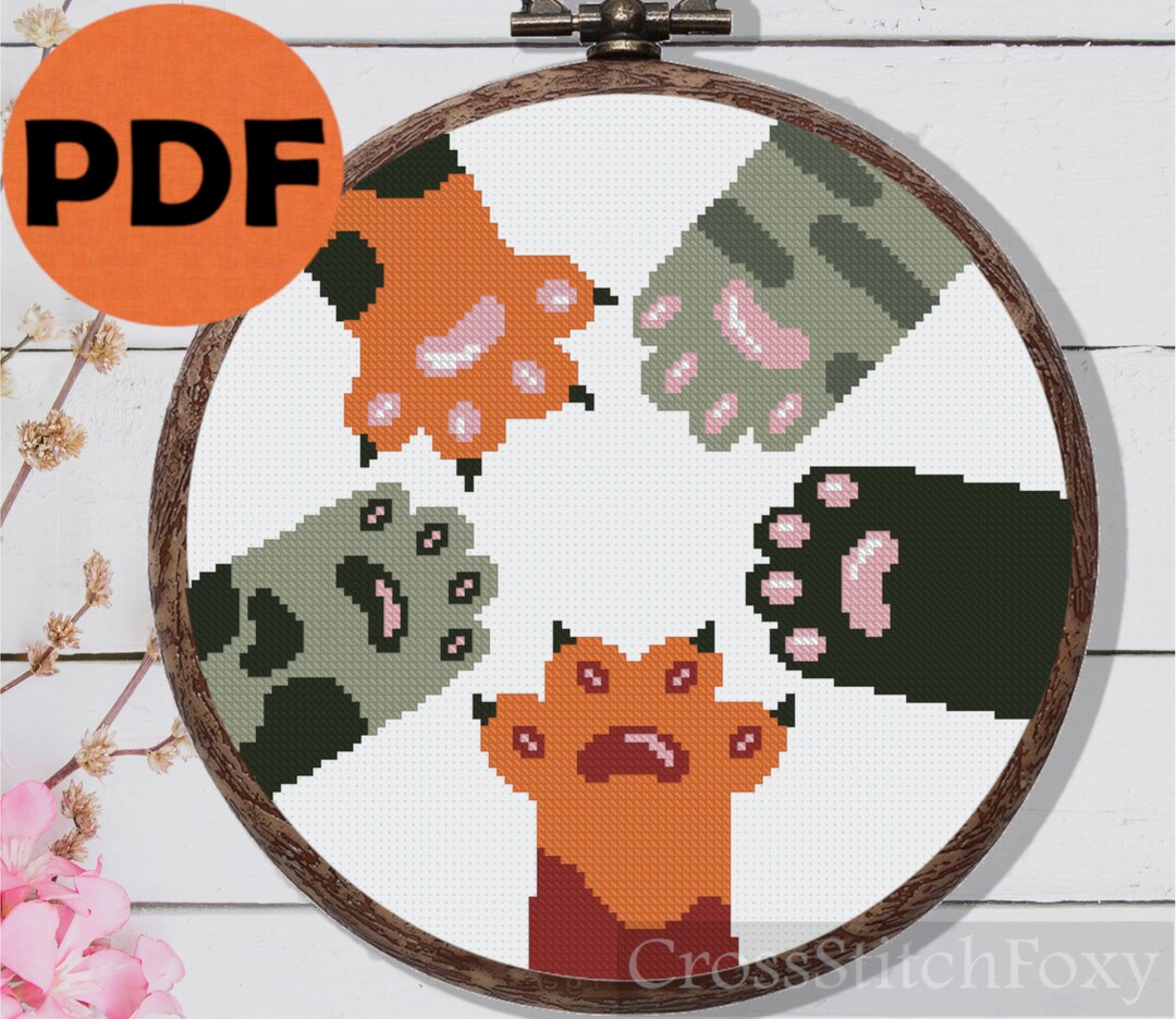 Cat Paws Cross Stitch Pattern: Pet Lover DIY Gift (PDF Pattern) - Etsy