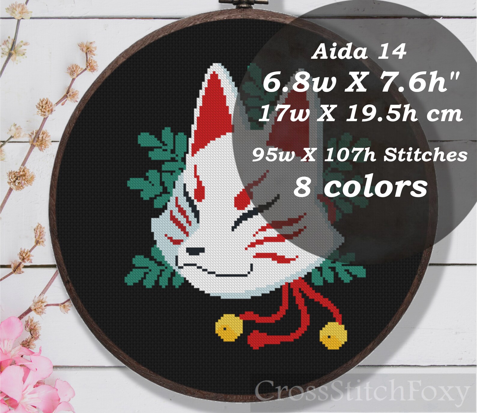 Kitsune Mask Mystical Fox Spirit Cross Stitch Pattern PDF - Etsy