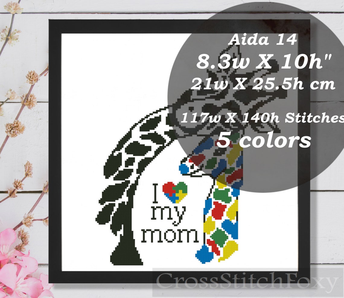 Autism Cross Stitch Pattern PDF Autism Awareness Day Cross | Etsy