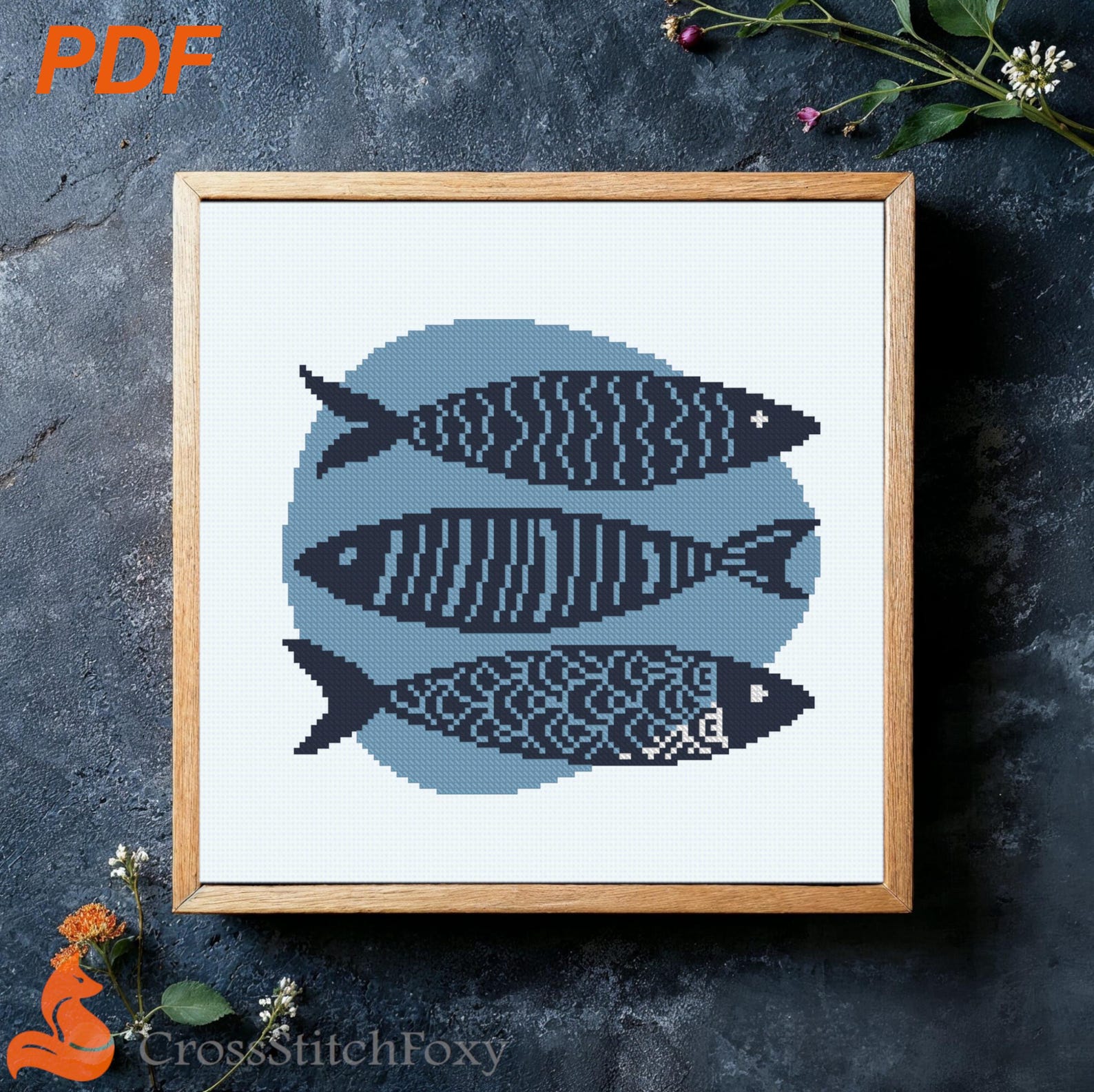 Minimalist Fish Cross Stitch Pattern: Easy Kitchen Decor (PDF Download ...