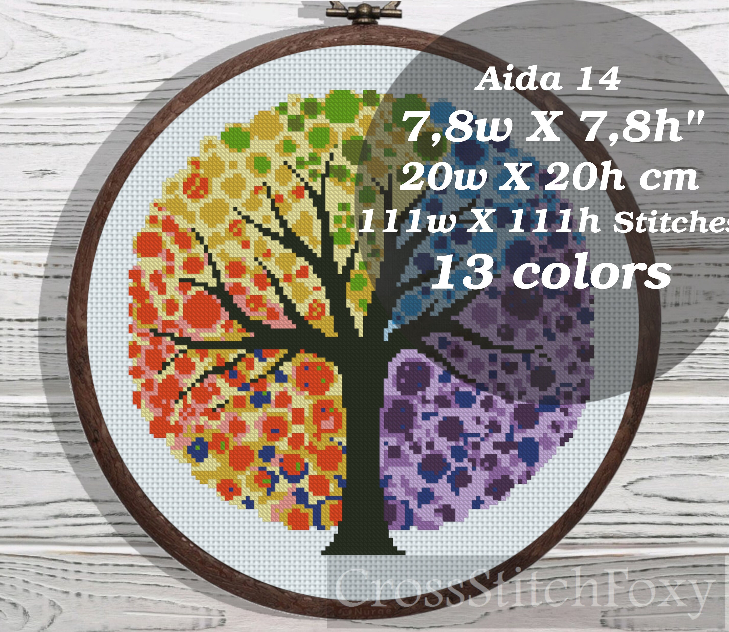 Four Seasons Tree Cross Stitch Pattern PDF Easy Counted | Etsy