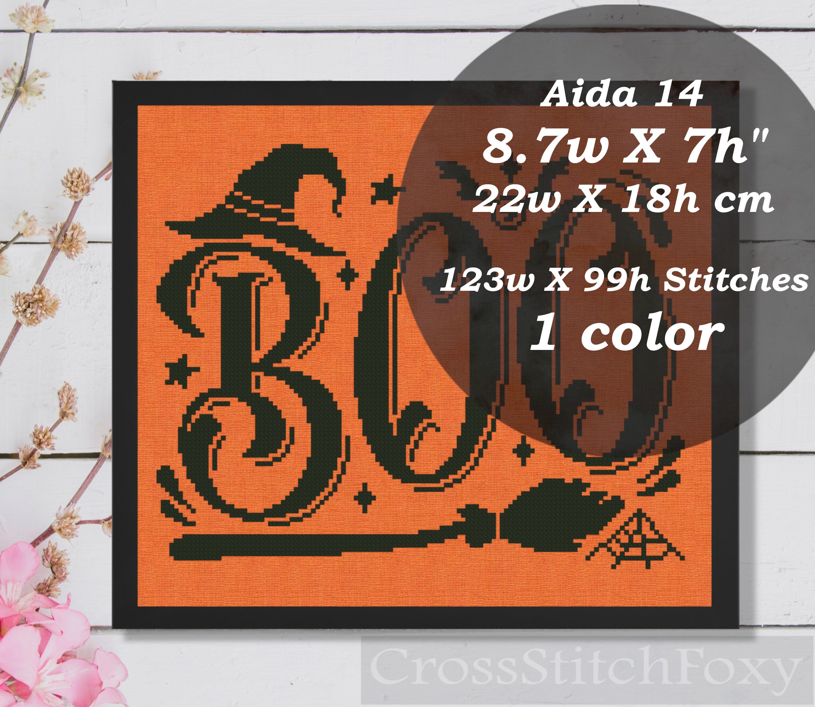 Boo Witch Hat Broom Cross Stitch Pattern PDF Halloween Cross - Etsy