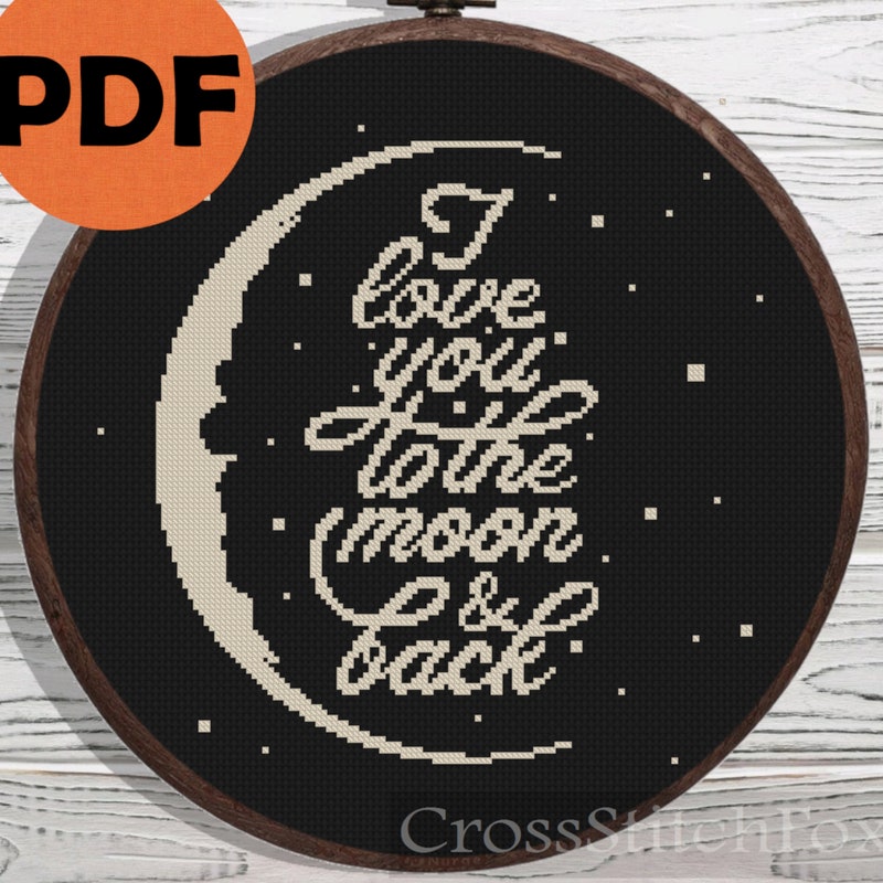 Moon Cross Stitch - Etsy