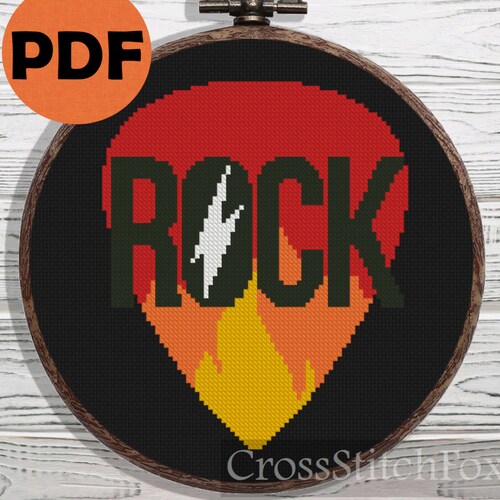 Cross Stitch Pattern Guitar Modern Cross Stitch Music PDF - Etsy