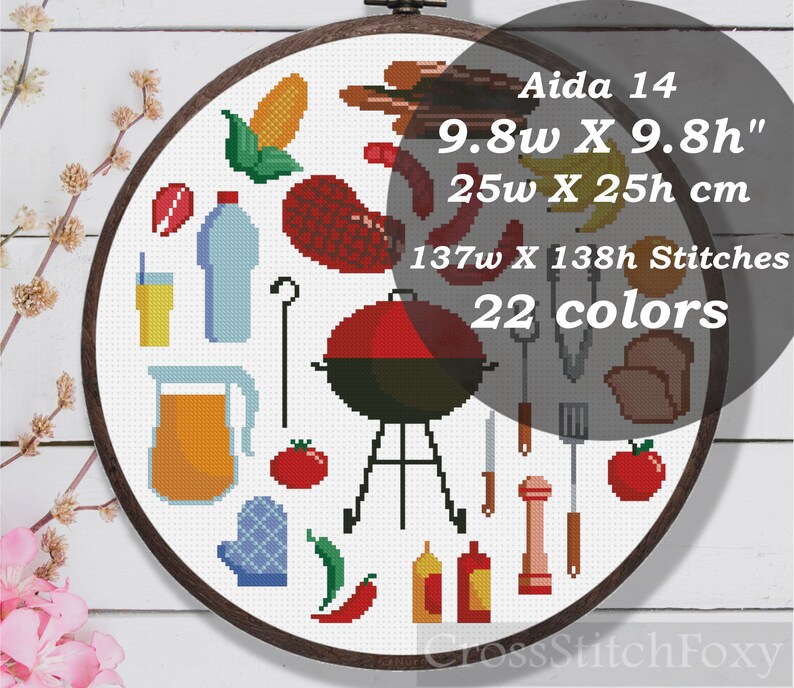 BBQ Cross Stitch Pattern: Barbecue Party Decor (PDF Pattern) - Etsy