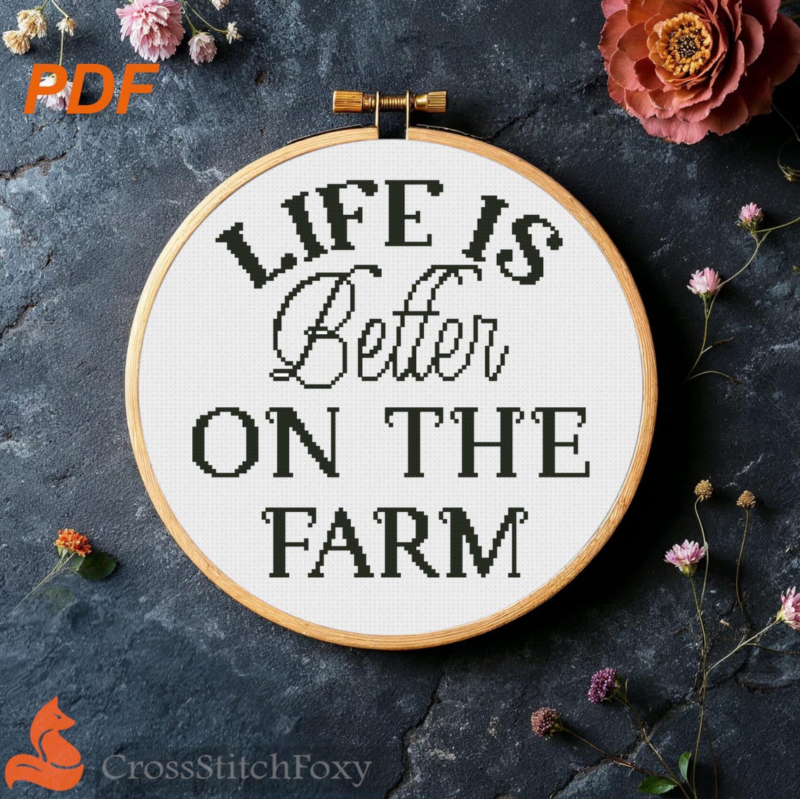 Farmhouse Cross Stitch Pattern: 'life is Better on the Farm' (PDF ...
