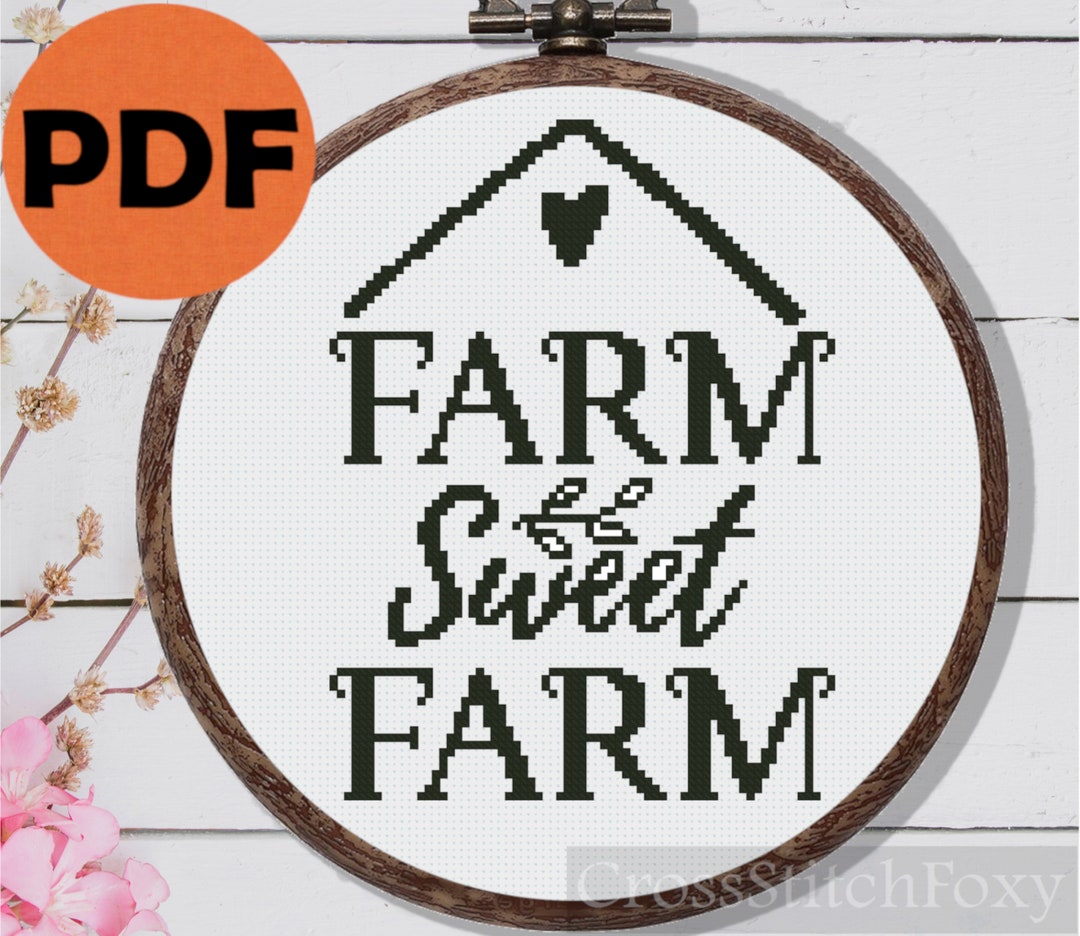 Farm Sweet Farm Cross Stitch Pattern PDF, Countryside Counted Cross ...