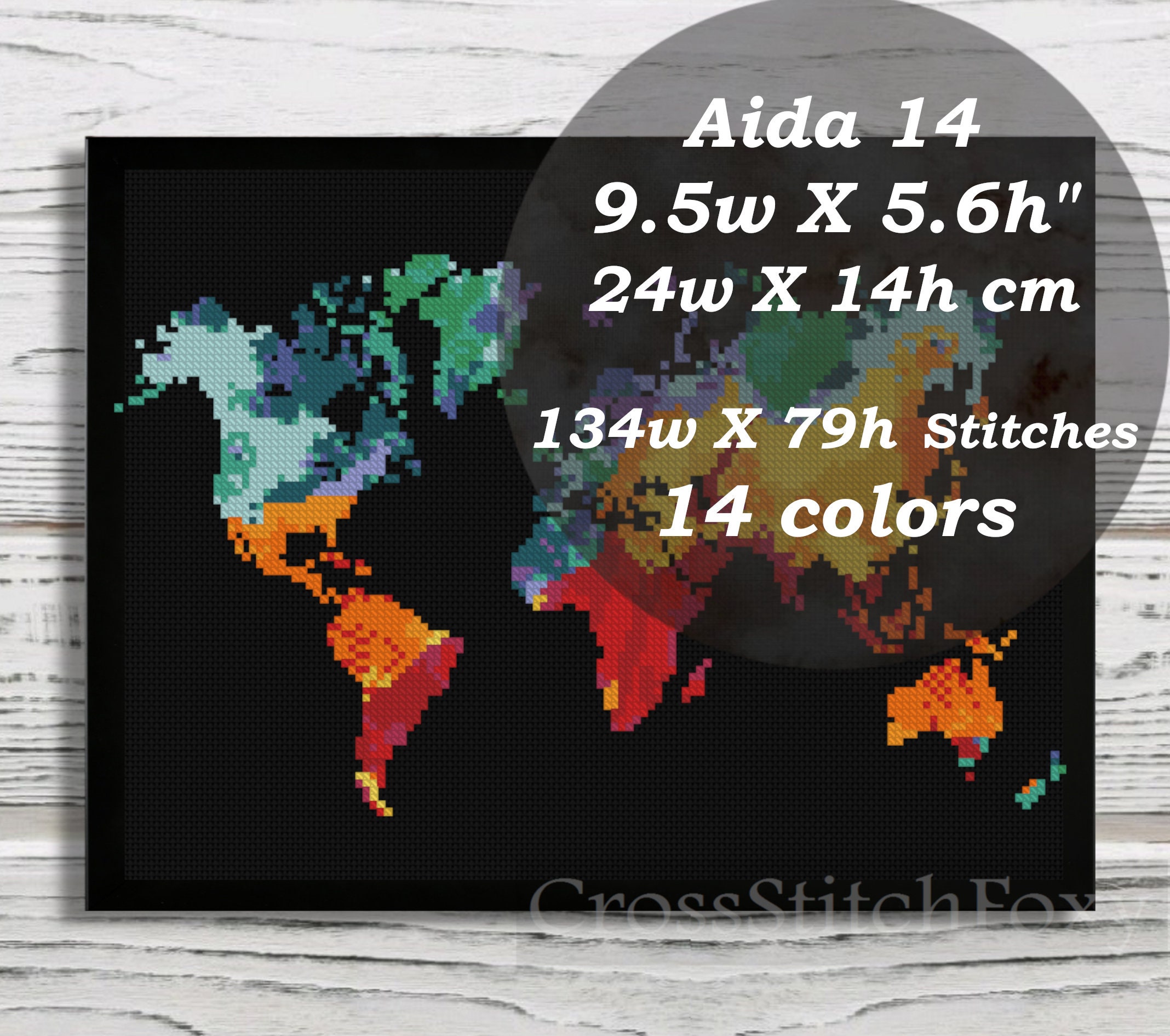 Watercolor World Map Cross Stitch Pattern PDF - Etsy