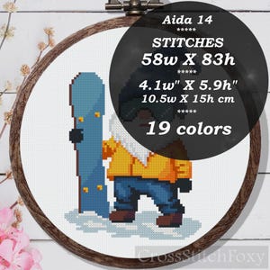 Snowboard Gnome Cross Stitch Pattern: Winter Sports Wall Decor (PDF ...