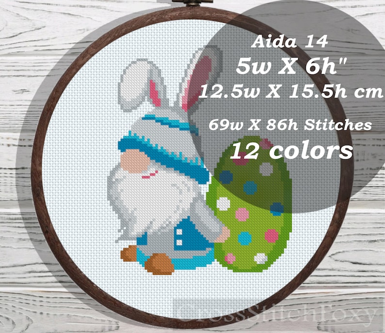 Easter Gnome Cross Stitch Pattern PDF Easy Small Easter Cross | Etsy