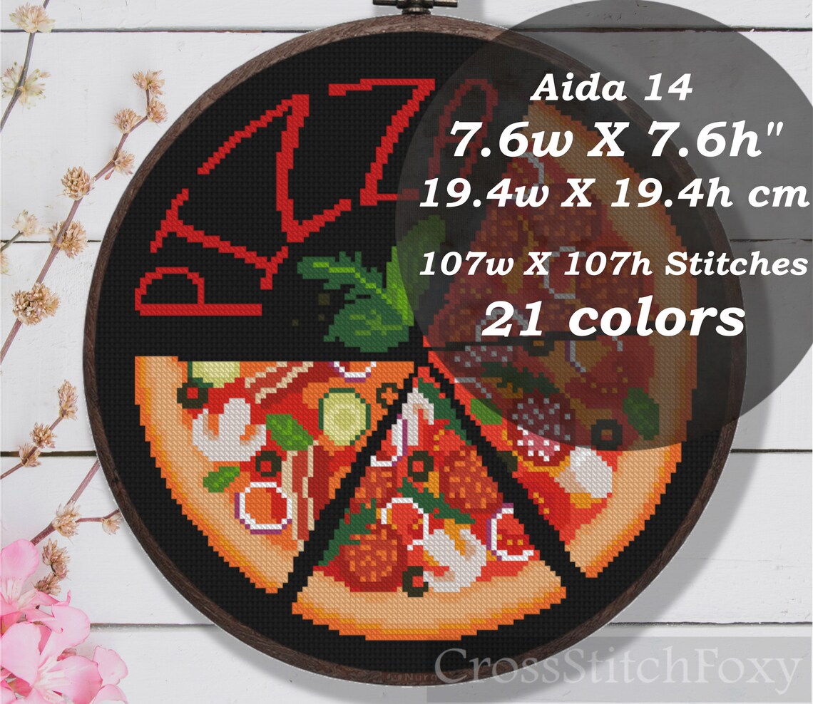 Pizza Cross Stitch Pattern PDF Kitchen Cross Stitch Pattern | Etsy