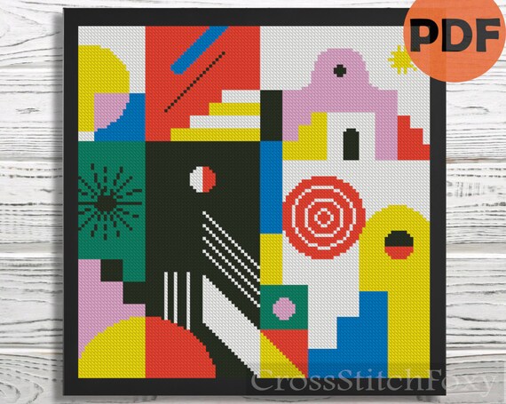 Geometric cross stitch pattern easy modern cross stitch | Etsy