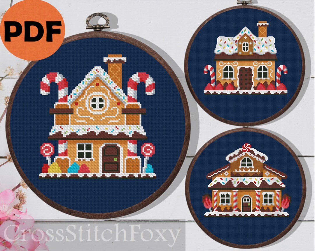 Gingerbread House Cross Stitch Pattern: Christmas Ornament DIY (PDF ...