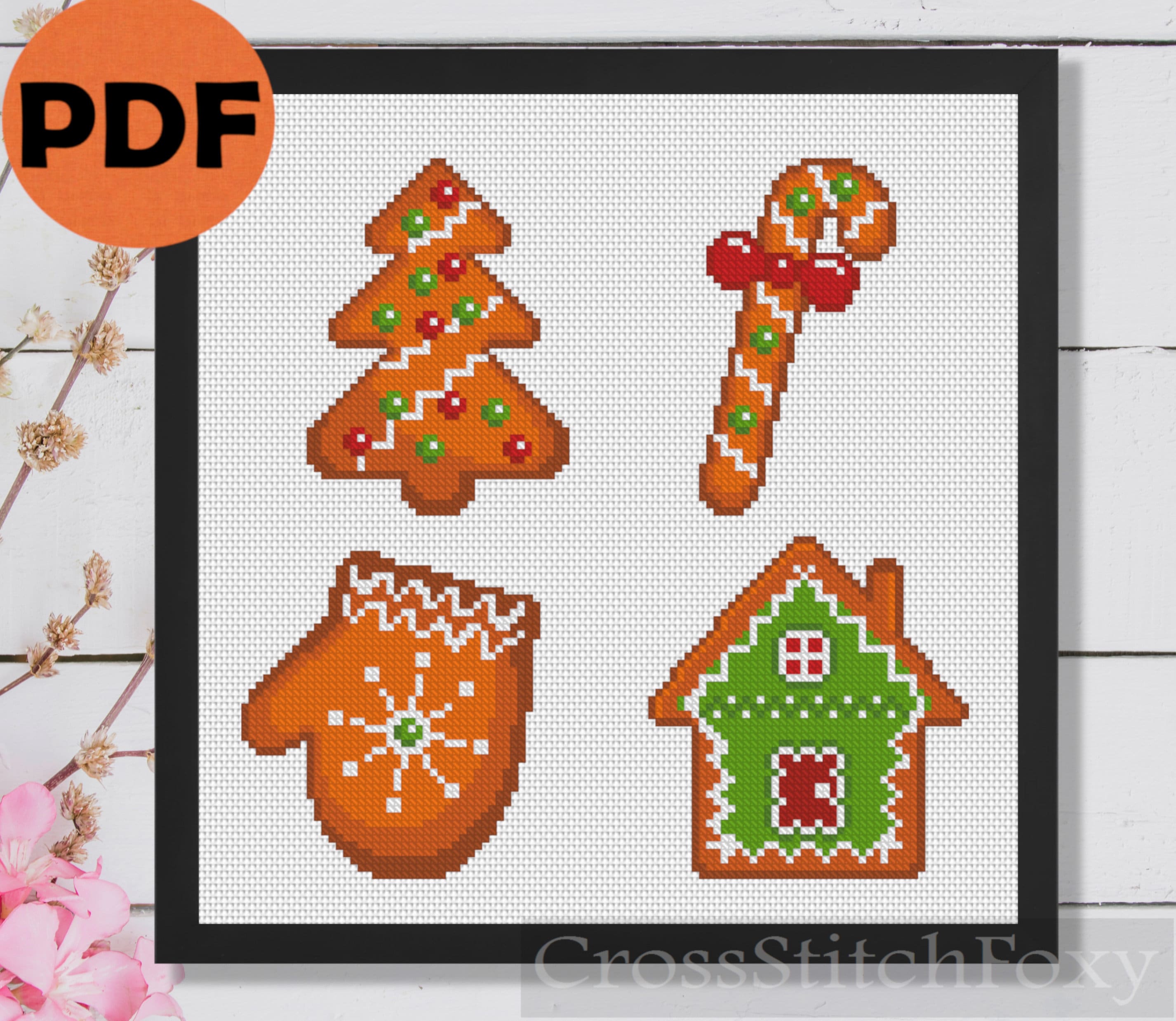 Christmas Gingerbread Cross Stitch Patterns PDF Easy - Etsy