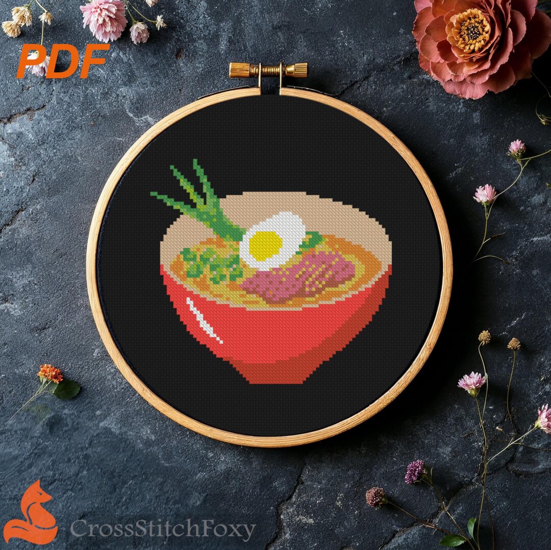 Ramen Cross Stitch Pattern: Noodles Kitchen Decor (PDF Pattern) - Etsy