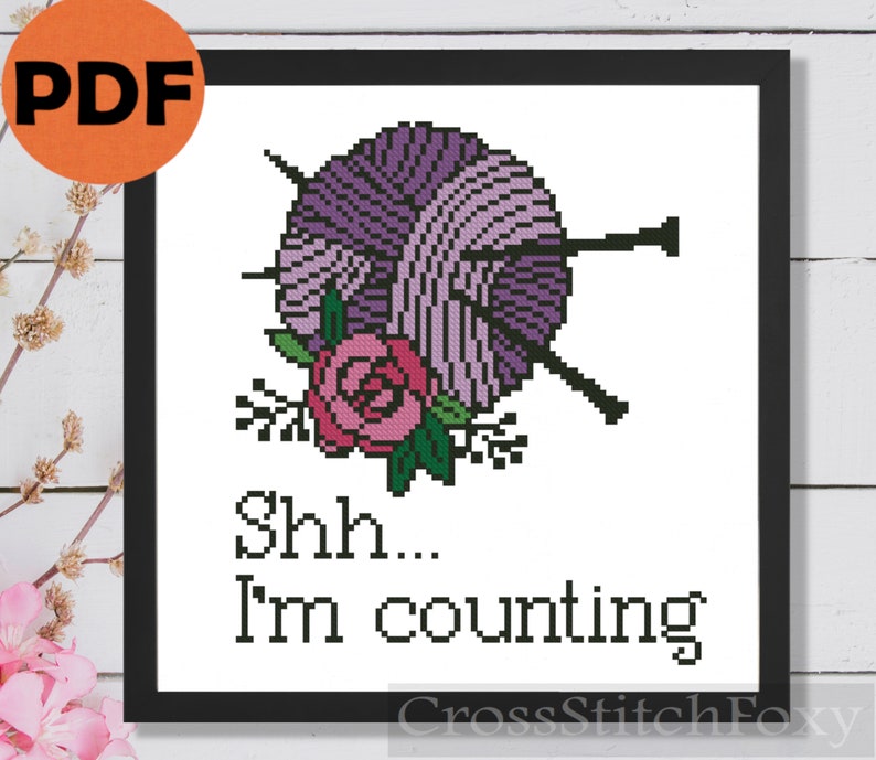 Knitting Cross Stitch Pattern PDF Love Knitting Funny Cross | Etsy