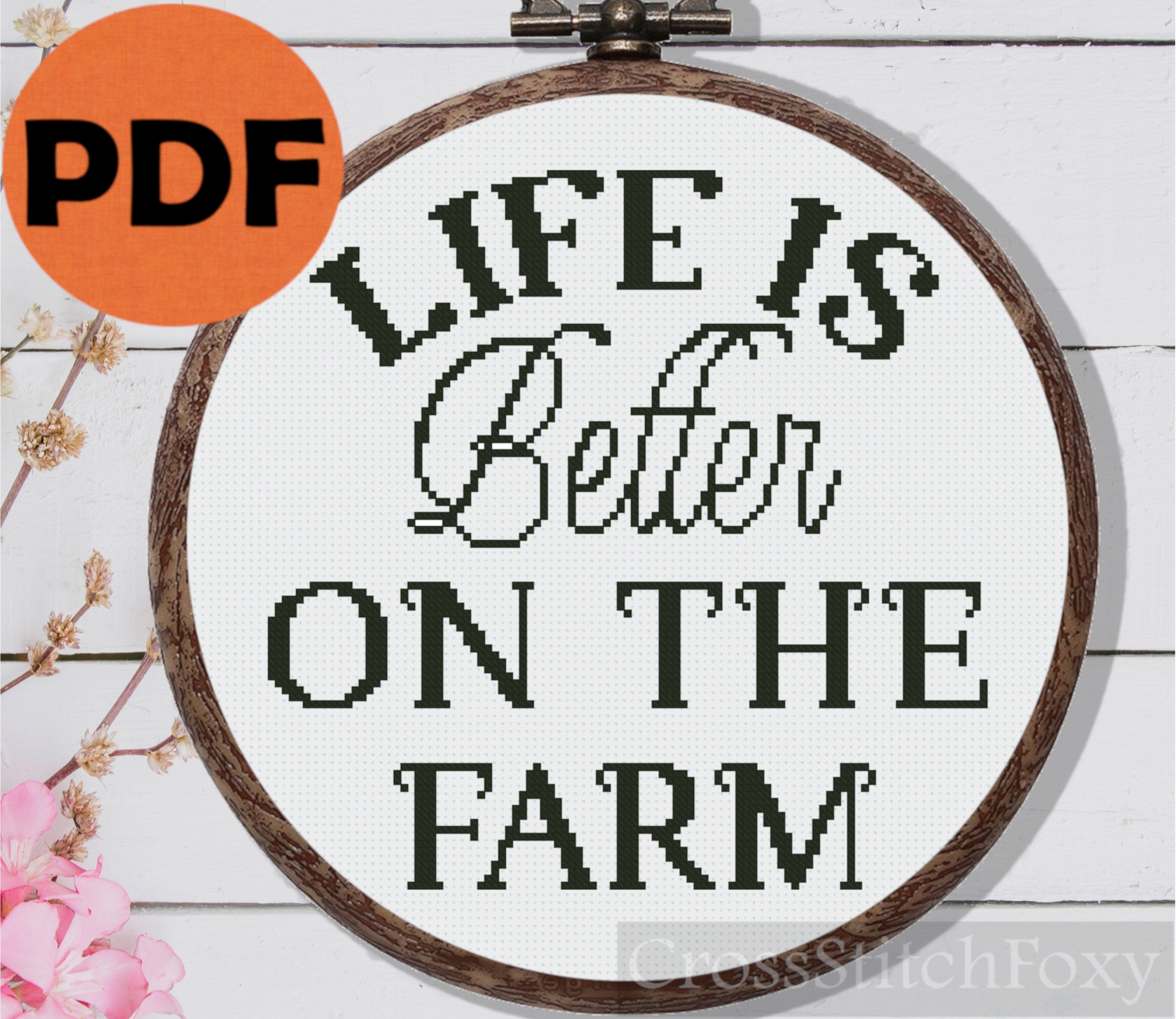 Farm Cross Stitch Pattern PDF Countryside Counted Cross | Etsy