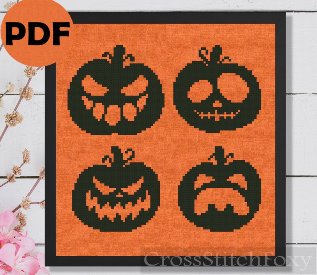 Halloween Spooky Pumpkins Cross Stitch Pattern PDF, Jack O Lantern ...
