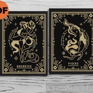 Female Zodiac 12 Cross Stitch Patterns PDF, Horoscope Sign Cross Stitch ...